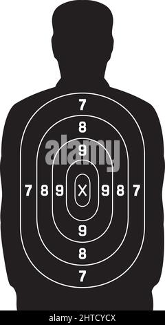 Human shot target, gun bullet silhouette man, vector shooting range ...