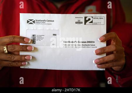 A sample Scotland's Census letter is held during the launch of Scotland ...
