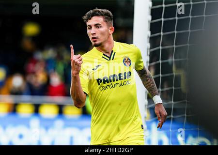 Yeremy Pino of Villarreal CF gestures during the Spanish league, LaLiga ...