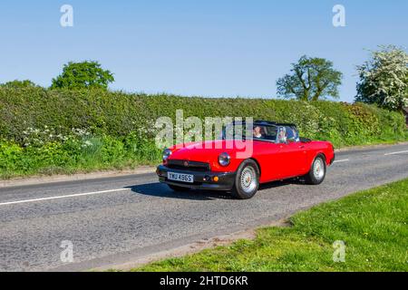 1978 70s seventies Red MG Midget, 3947 cc. Round arch British Petrol ...