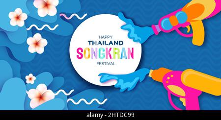 Amazing Songkran festival Thailand poster design in blue water wavy ...