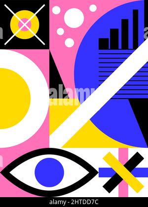 Bauhaus eye geometric art. 20s geometric design shapes with noise Stock ...