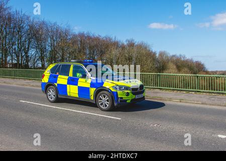 A police BMW X5 responding to an emergency on the M6 motorway near ...