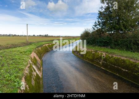 The River Avill Flood Channel from Loxhole Bridge at Dunster, Somerset ...