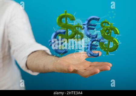 Main world currency theme dollar and euro background. Row and pile of ...