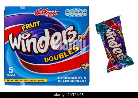 Box of Kelloggs Fruit Winders Doubles Strawberry & Blackcurrant rolls ...