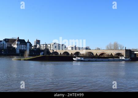 Balduinbrücke Koblenz, bridge across the Mosel with original and ...