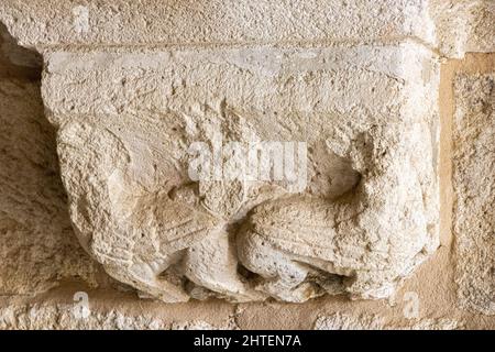 Romanesque corbels in medieval chapterhouse of the Monastery of Saint ...