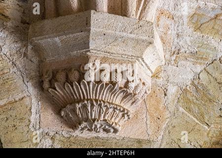 Romanesque corbels in medieval chapterhouse of the Monastery of Saint ...