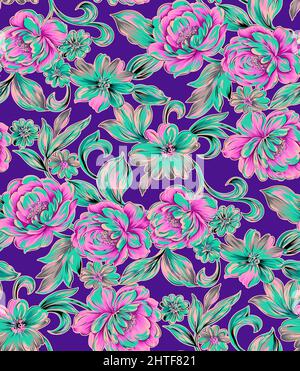 Vertical seamless floral pattern for wallpapers Stock Photo - Alamy