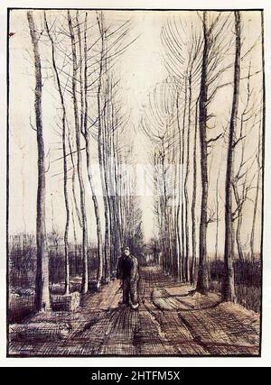 This 1884 drawing by Vincent van Gogh, 'Avenue of Pollard Birches and ...