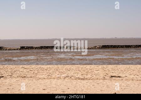 Beautiful seascape with partly collapsed seawall in it Stock Photo - Alamy