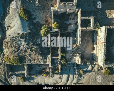 Top view shot of ruins of Montevecchio mining complex on Sardinia Stock ...