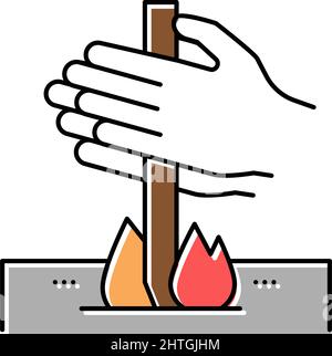 making fire by friction line icon vector illustration Stock Vector ...