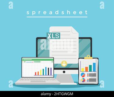 spreadsheet in laptop and desktop icons Stock Vector Image & Art - Alamy