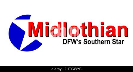 official flag of Midlothian, Texas untied states of America at cloudy ...