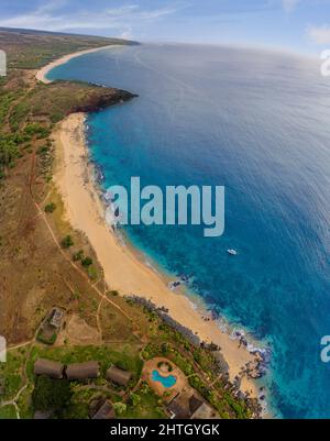 Kepuhi Beach on the west end of the Hawaiian Island of Molokai, with a ...
