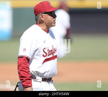 Stanford head coach David Esquer during an NCAA college baseball game ...