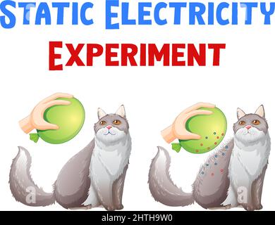 Static electricity experiment with balloon and cat illustration Stock ...