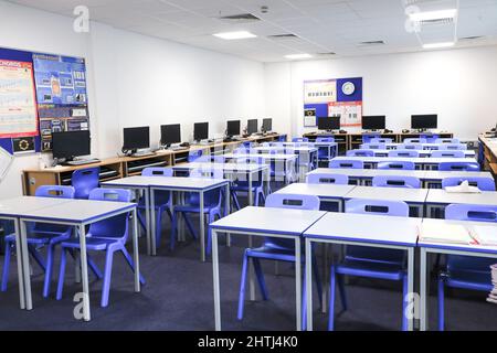 English modern High School, classroom Stock Photo - Alamy
