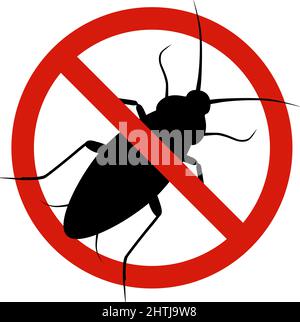 Vector of cockroach in red stop sign on white background. No cockroach ...