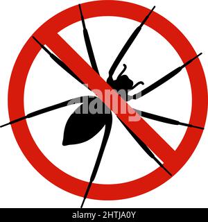 The spider with red ban sign. STOP spider sign isolated. Forbid spider ...