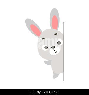 Easter Bunny Rabbit Peeking Around Sign Pointing Stock Vector Image ...