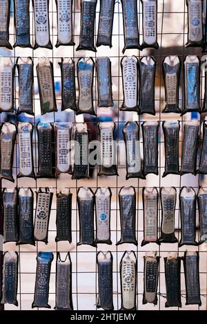 Set of different remote controllers on white background Stock Photo - Alamy