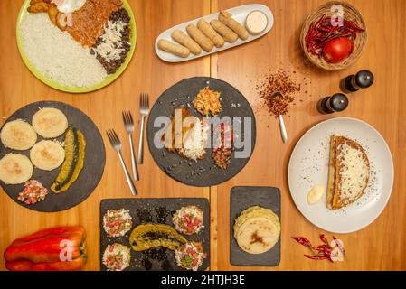 Traditional Venezuelan dish Pabellon Criollo. White rice,Shredded Beef ...