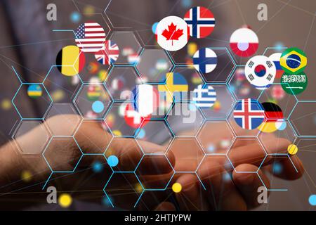 International counties flags - 3D realistic Stock Photo - Alamy