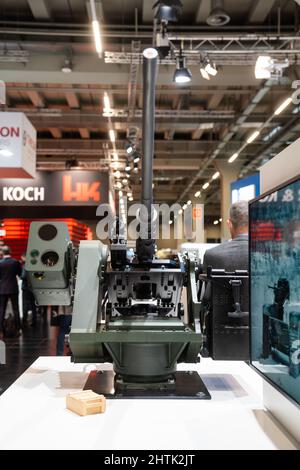 A Remote-Controlled Weapon Station on display at the booth of ...