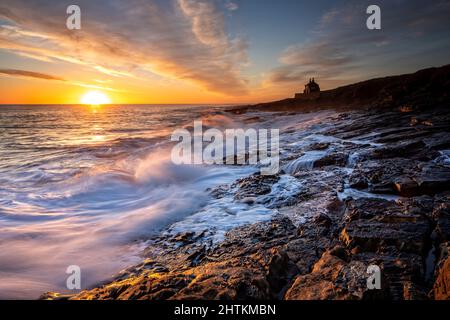 Howick Bathing House at Sunrise Stock Photo - Alamy