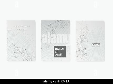 Abstract geometric background with connected lines, circles and dots ...