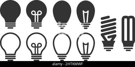 Lightbulb icon set. Light bulb, electricity, energy symbol or label. Vector illustration Stock ...
