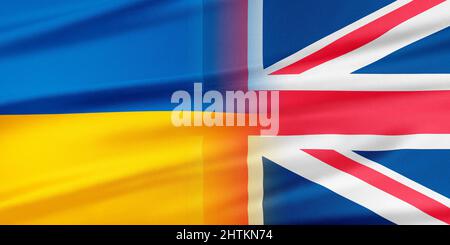 Flags of Ukraine and England. Ukrainian and English flags. National ...