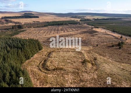 Aerial drone view of the Castle Greg, Roman Fortlet, situated on ...