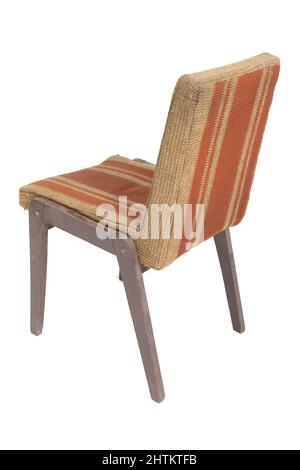 Polish original chair from the 70s and 80s with green seat. Side view ...