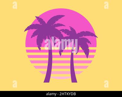 Two banners of sand beach at sunset time. Vector illustration Stock ...