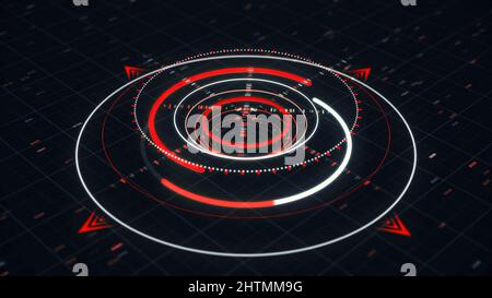 Abstract 3d circular graph resembling a modern compass with several ...