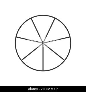 A circle shape divided into seven equal parts having 7/9, vintage line ...