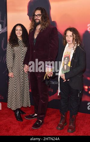 (L-R), Nakoa-Wolf Momoa, Jason Momoa and Lola Iolani Momoa attend the ...