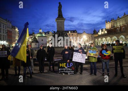 Cracow, Poland. 25th Feb, 2022. (EDITORS NOTE: Image contains profanity ...