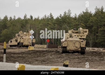 M2 Bradley Infantry Fighting Vehicles assigned to 1st Battalion, 7th ...