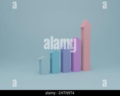 Ascending bar chart with upward trend. Increasing graph. Business ...