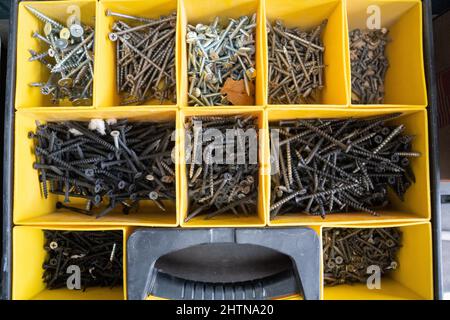 inventory, nails, bin, construction, sort, fasteners, toolbox ...