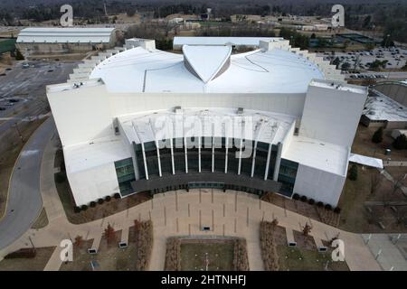 An aerial view of Simon Skjodt Assembly Hall and Cook Hall on the ...