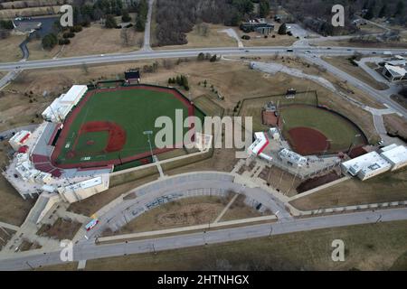 An aerial view of Bart Kaufman baseball field on the campus of Indiana ...