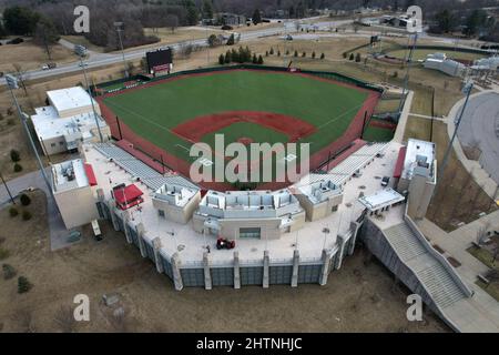 An aerial view of Bart Kaufman baseball field on the campus of Indiana ...
