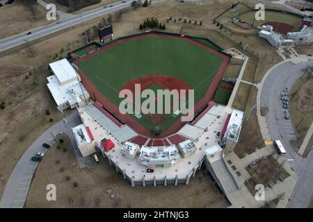 An aerial view of Bart Kaufman baseball field on the campus of Indiana ...
