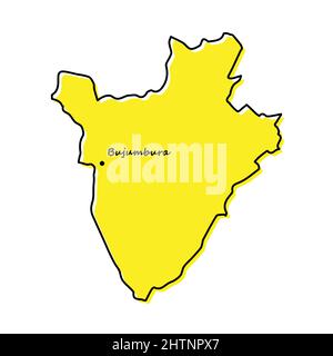 Simple outline map of Burundi with capital location. Stylized minimal ...
